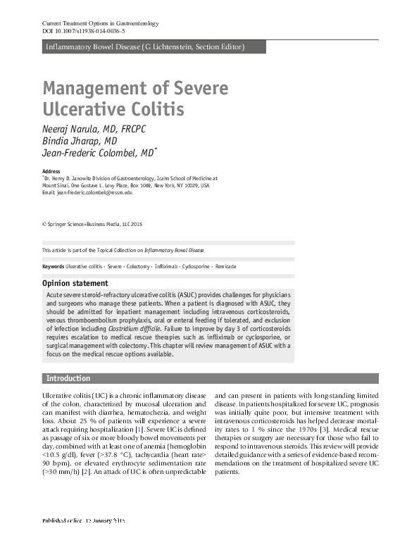 (PDF) The management of severe ulcerative colitis
