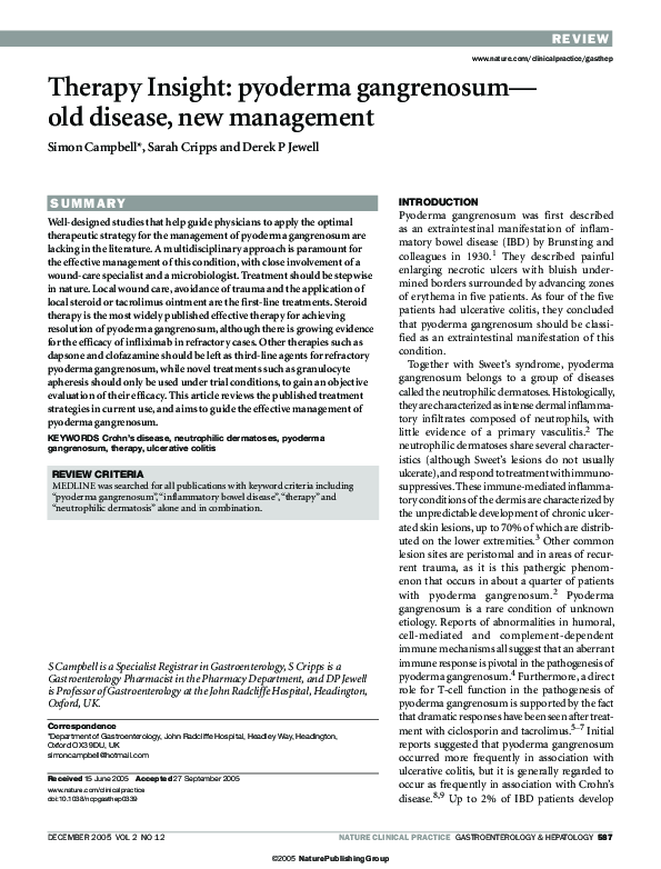 (PDF) Therapy Insight: pyoderma gangrenosum—old disease, new management