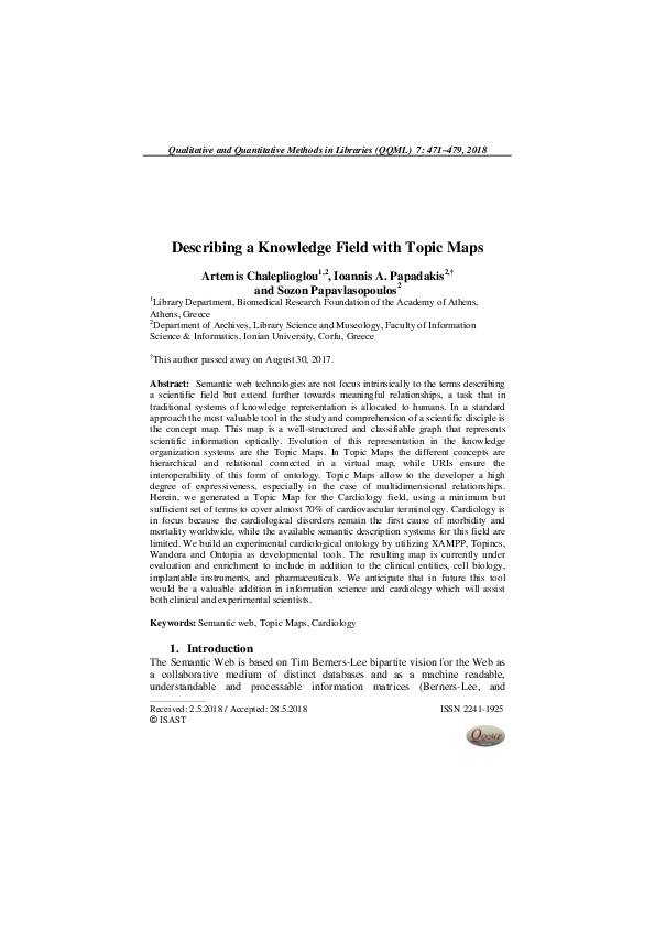 (PDF) Describing a Knowledge Field with Topic Maps