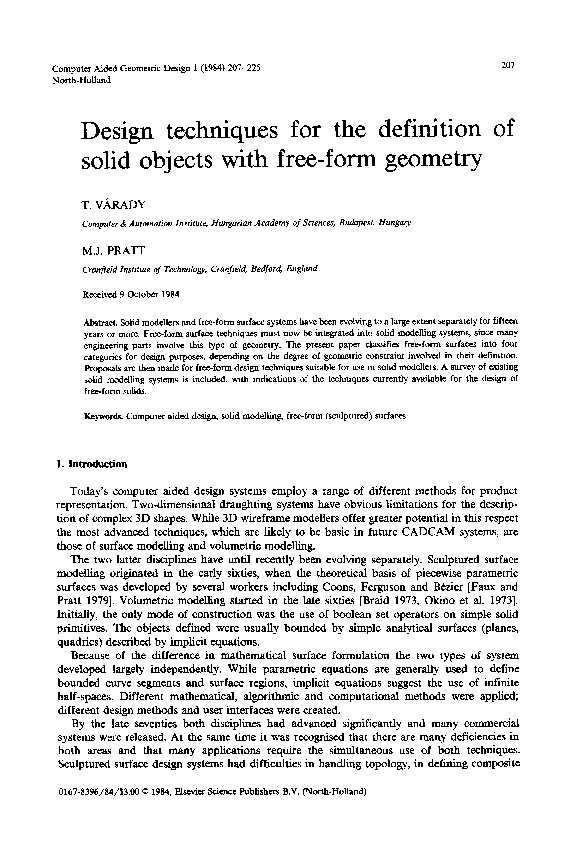 (PDF) Design techniques for the definition of solid objects with free ...