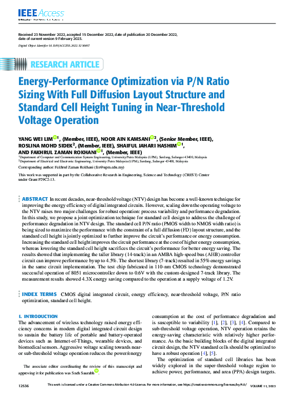 (PDF) Energy-Performance Optimization via P/N Ratio Sizing With Full ...