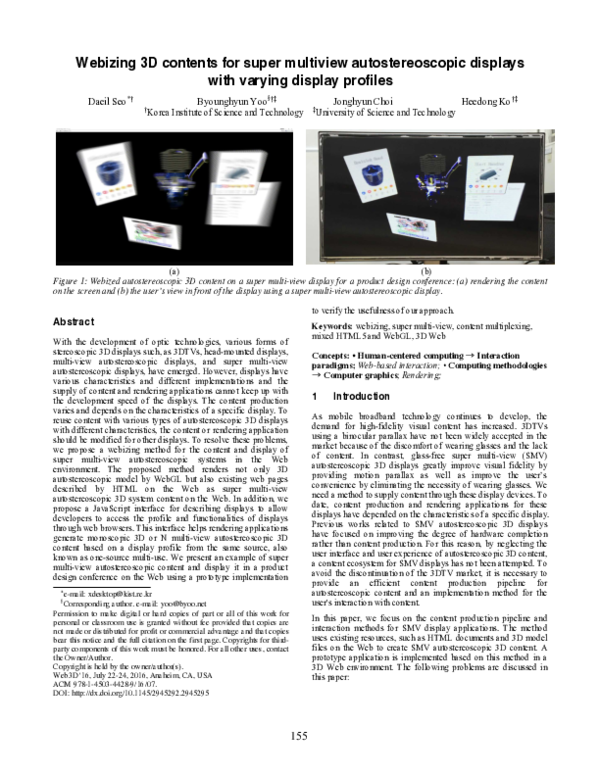 (PDF) Webizing 3D contents for super multiview autostereoscopic displays with varying display ...