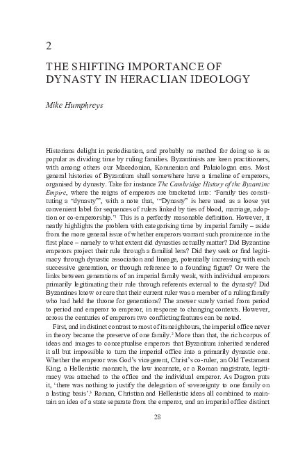 (PDF) The Shifting Importance of Dynasty in Heraclian Ideology