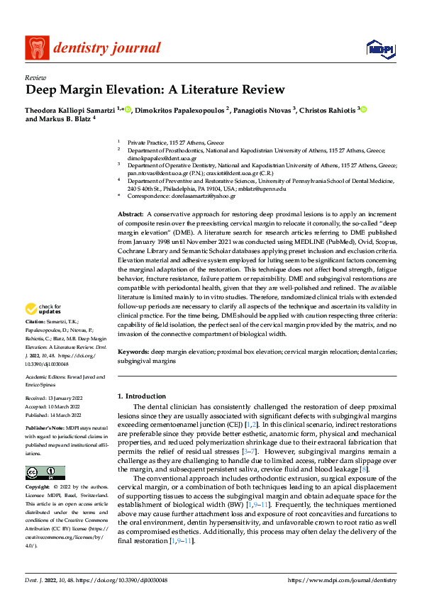 (PDF) Deep Margin Elevation: A Literature Review