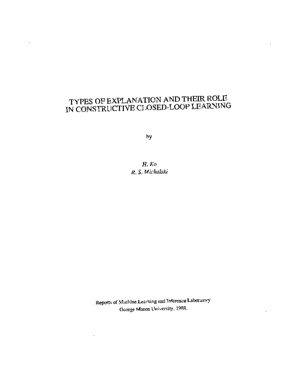 (PDF) Types of Explanation and Their Role in Constructive Closed-loop Learning