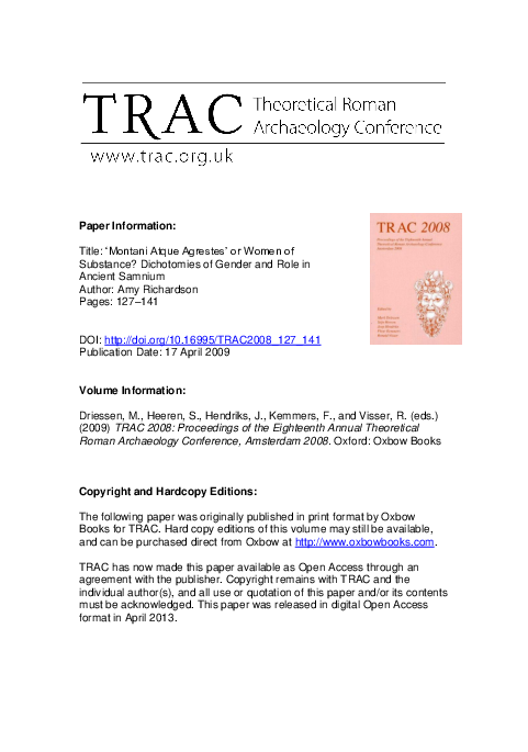 (PDF) “Montani Atque Agrestes” or Women of Substance? Dichotomies of ...