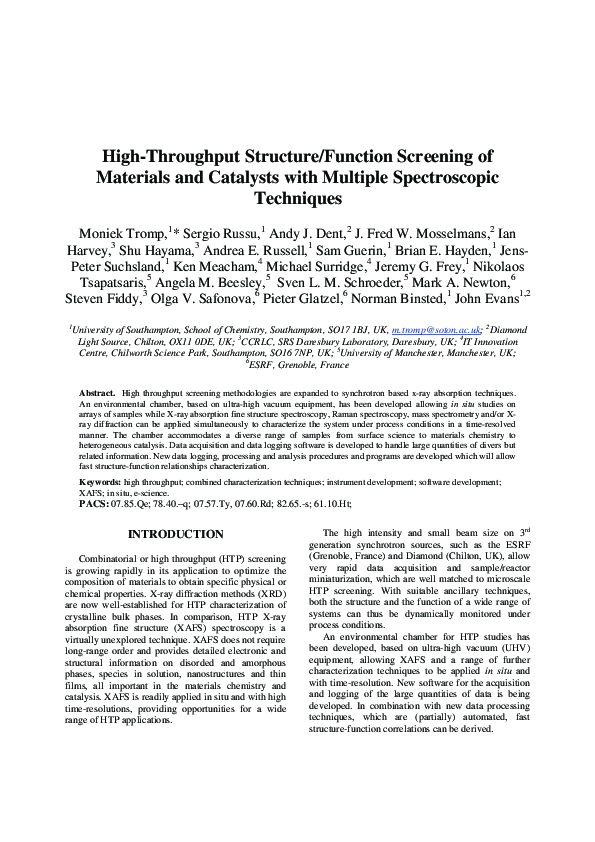 (PDF) High-throughput structure/function screening of materials and catalysts with multiple ...