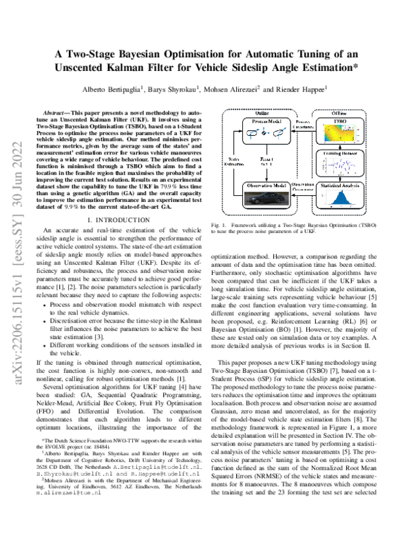 (PDF) A Two-Stage Bayesian optimisation for Automatic Tuning of an Unscented Kalman Filter for ...