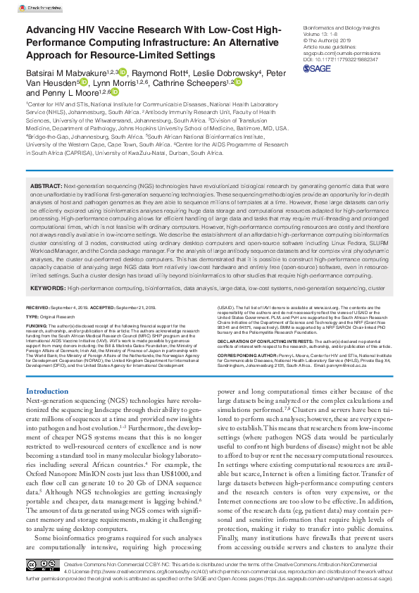 (PDF) Advancing HIV Vaccine Research With Low-Cost High-Performance ...
