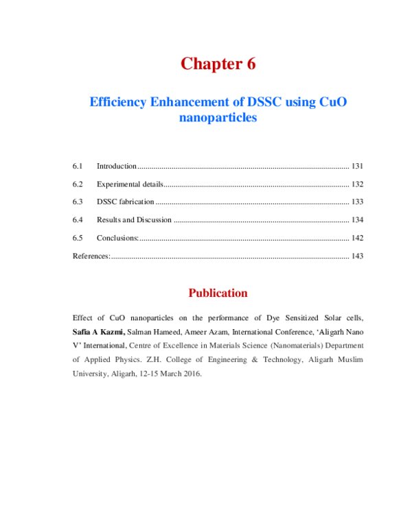 (PDF) Chapter 6 Efficiency Enhancement of DSSC using CuO nanoparticles