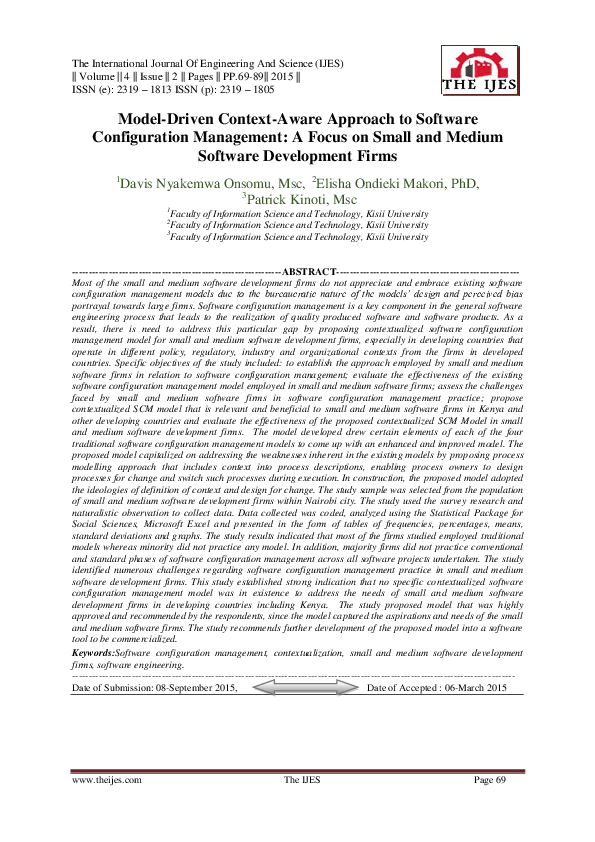 Pdf Model Driven Context Aware Approach To Software Configuration