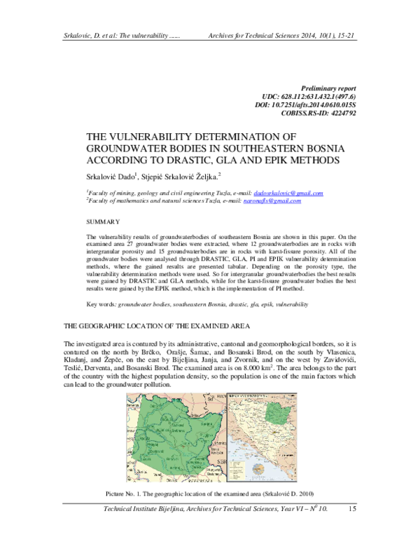 (PDF) The Vulnerability Determination of Groundwater Bodies in ...