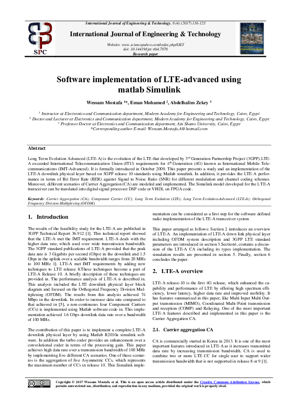 (PDF) Software implementation of LTE-advanced using Matlab Simulink