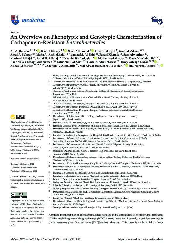 (PDF) An Overview on Phenotypic and Genotypic Characterisation of Carbapenem-Resistant ...
