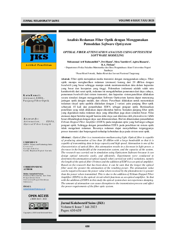 (PDF) Analisis Redaman Fiber Optik dengan Menggunakan Pemodelan ...