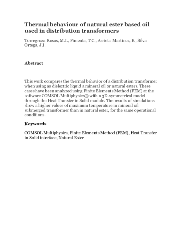 (PDF) Thermal Behaviour of Natural Ester Based Oil Used in Distribution ...
