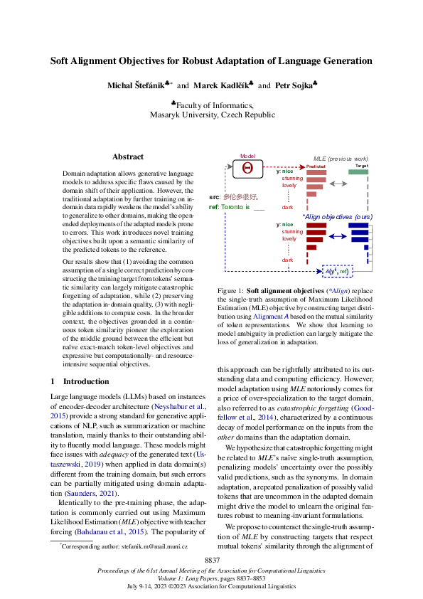 (PDF) Soft Alignment Objectives for Robust Adaptation of Language Generation