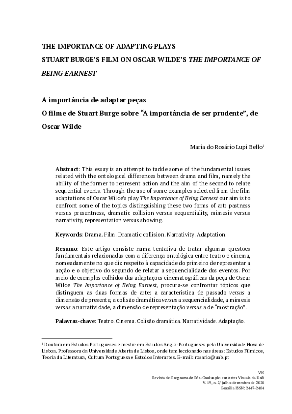 (PDF) The Importance of Adapting Plays: Stuart Burge’s Film on Oscar ...