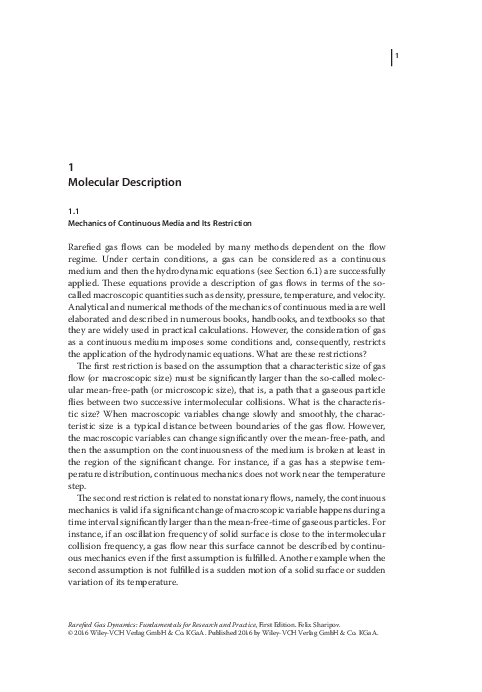 Pdf Rarefied Gas Dynamics Fundamentals For Research And Practice
