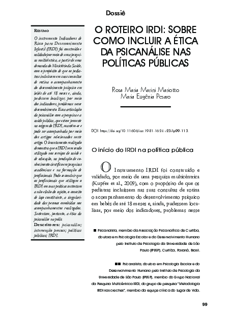 (PDF) O roteiro IRDI