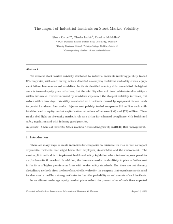 (PDF) The impact of industrial incidents on stock market volatility