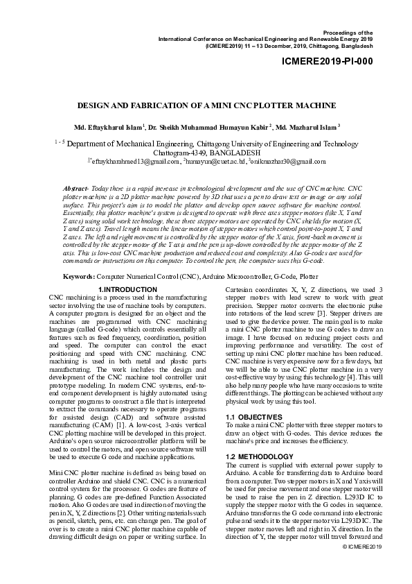 (PDF) DESIGN AND FABRICATION OF A MINI CNC PLOTTER MACHINE