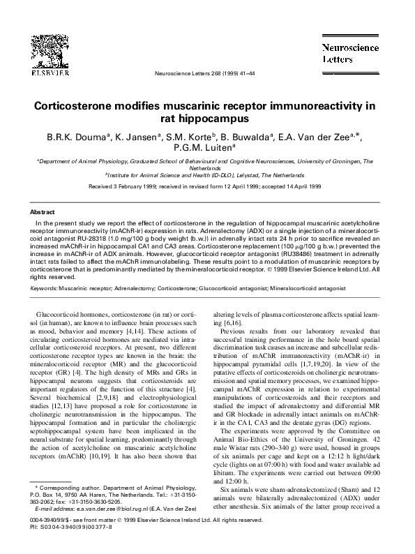(PDF) Corticosterone modifies muscarinic receptor immunoreactivity in ...