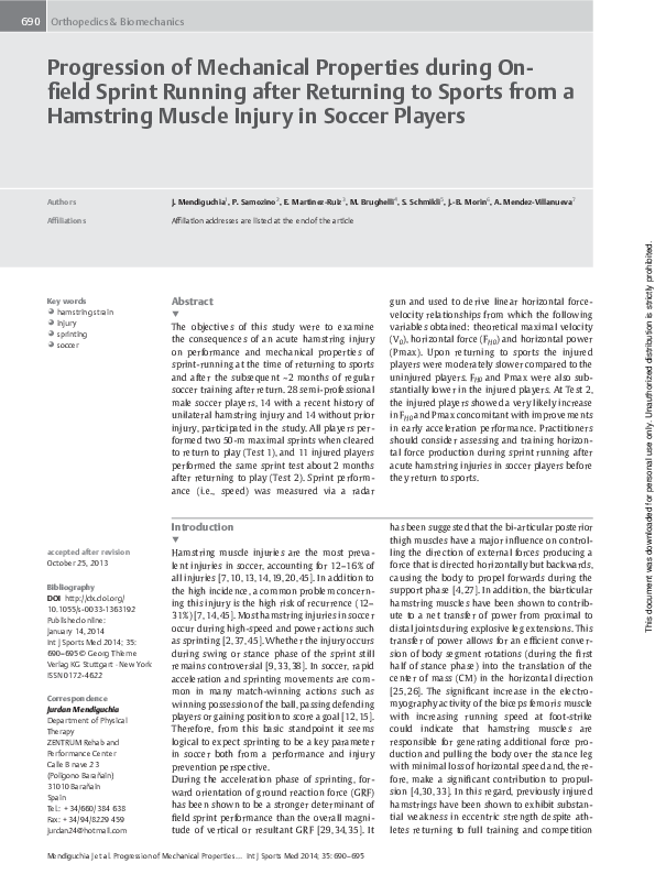 (PDF) Progression of Mechanical Properties during On-field Sprint ...