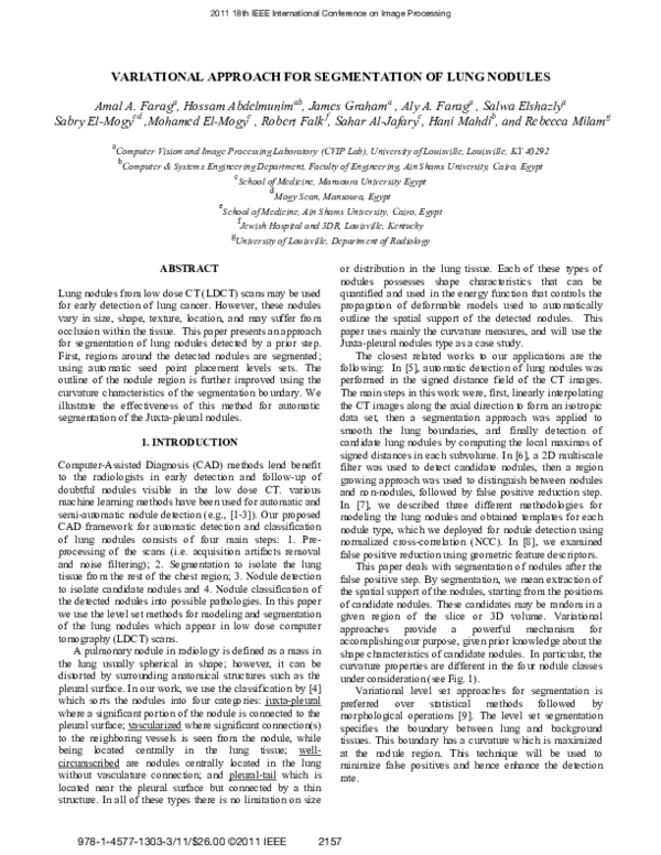 (PDF) Variational approach for segmentation of lung nodules