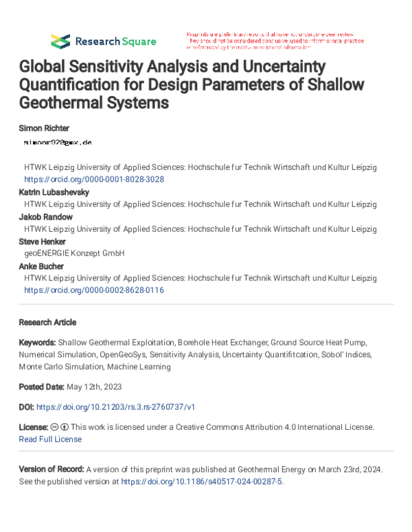 (PDF) Global Sensitivity Analysis and Uncertainty Quantification for Design Parameters of ...