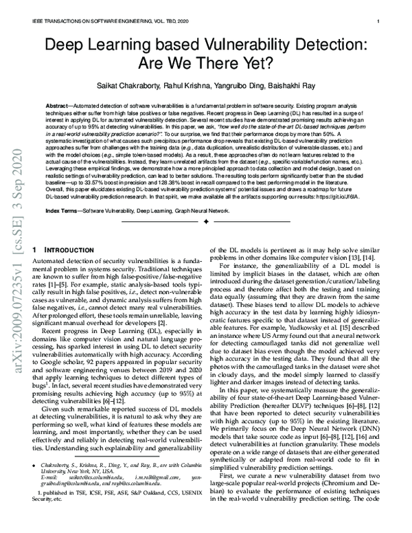 (PDF) Deep Learning Based Vulnerability Detection: Are We There Yet?