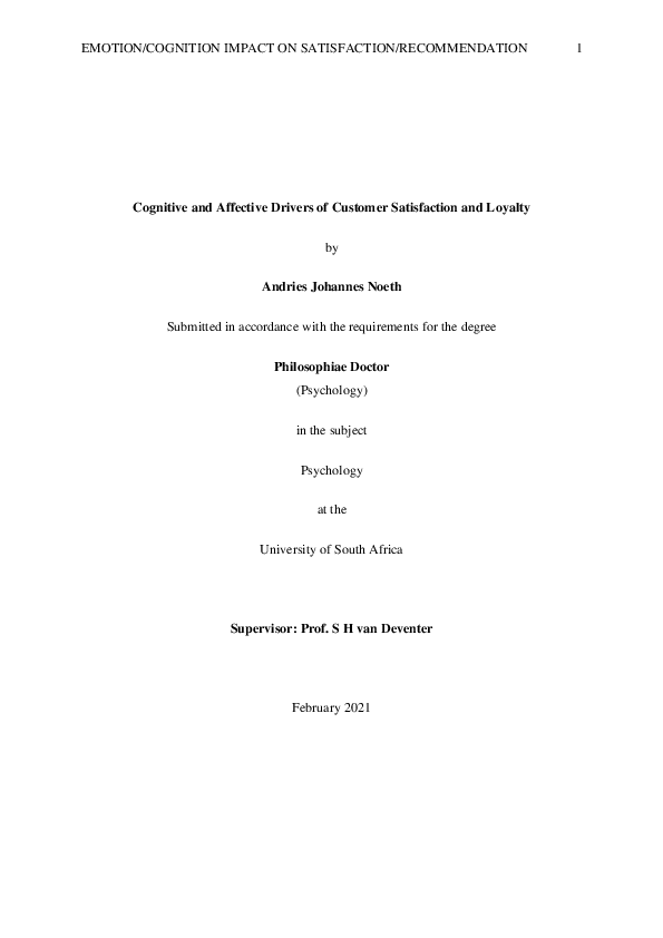 (PDF) Cognitive and affective drivers of customer satisfaction and loyalty