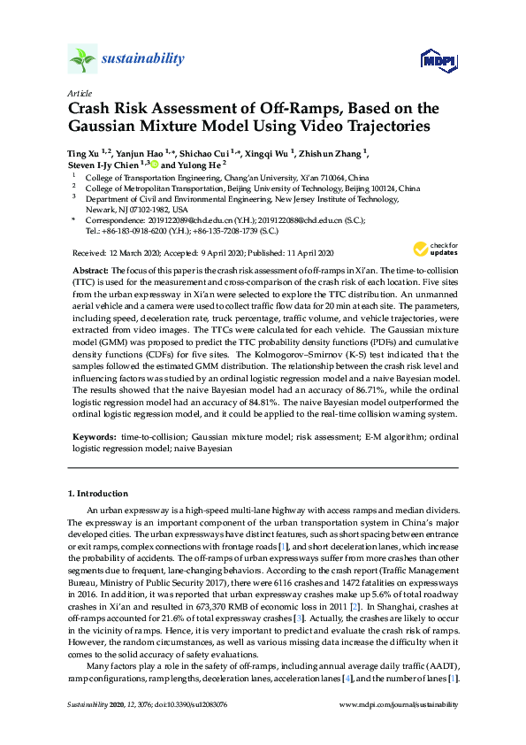 (PDF) Crash Risk Assessment of Off-Ramps, Based on the Gaussian Mixture ...