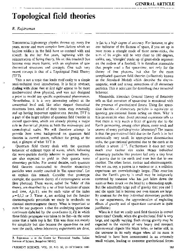 (PDF) Topological Field Theories