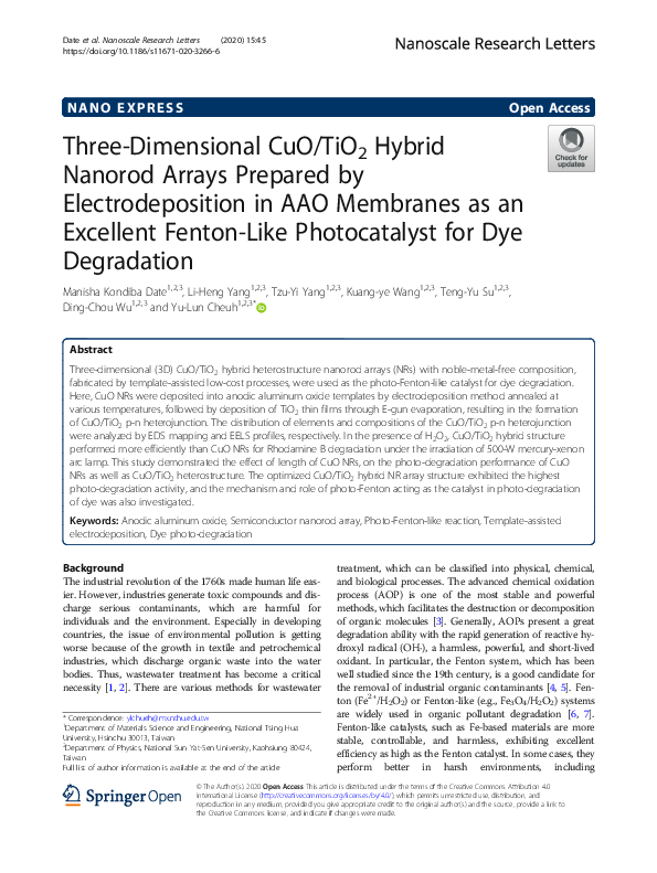 (PDF) Three-Dimensional CuO/TiO2 Hybrid Nanorod Arrays Prepared by ...