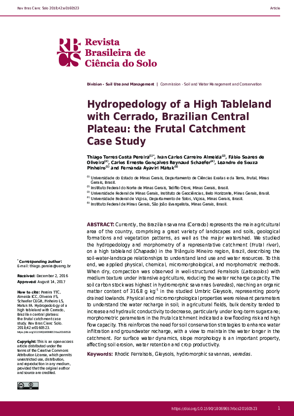(PDF) Hydropedology of a High Tableland with Cerrado, Brazilian Central ...