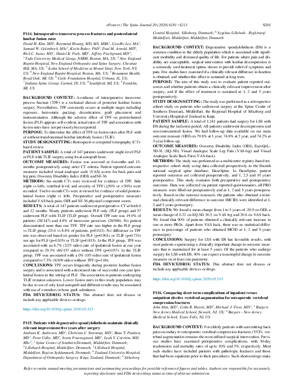 (PDF) P114. Intraoperative transverse process fractures and ...