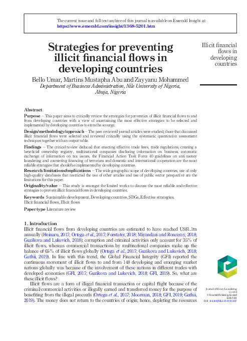 (PDF) Strategies for preventing illicit financial flows in developing ...