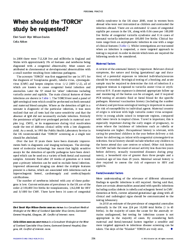 (PDF) When should the ‘TORCH’ study be requested?