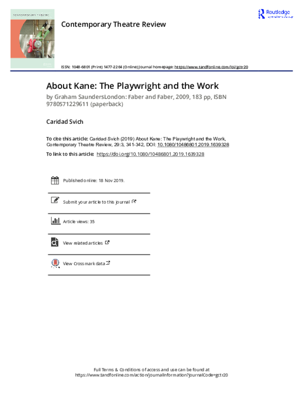 (PDF) About Kane: The Playwright and the Work