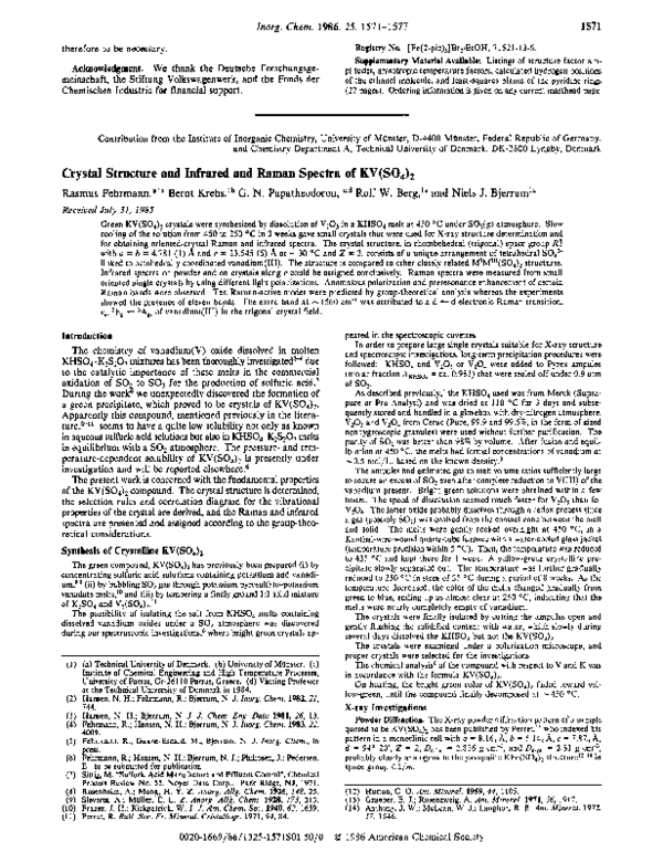 (PDF) Crystal structure and infrared and Raman spectra of potassium ...