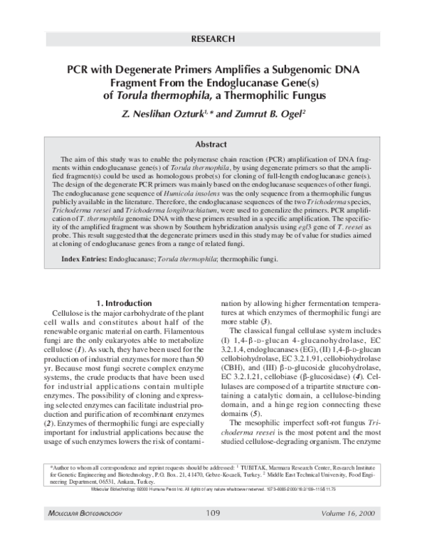 (PDF) PCR with Degenerate Primers Amplifies a Subgenomic DNA Fragment ...