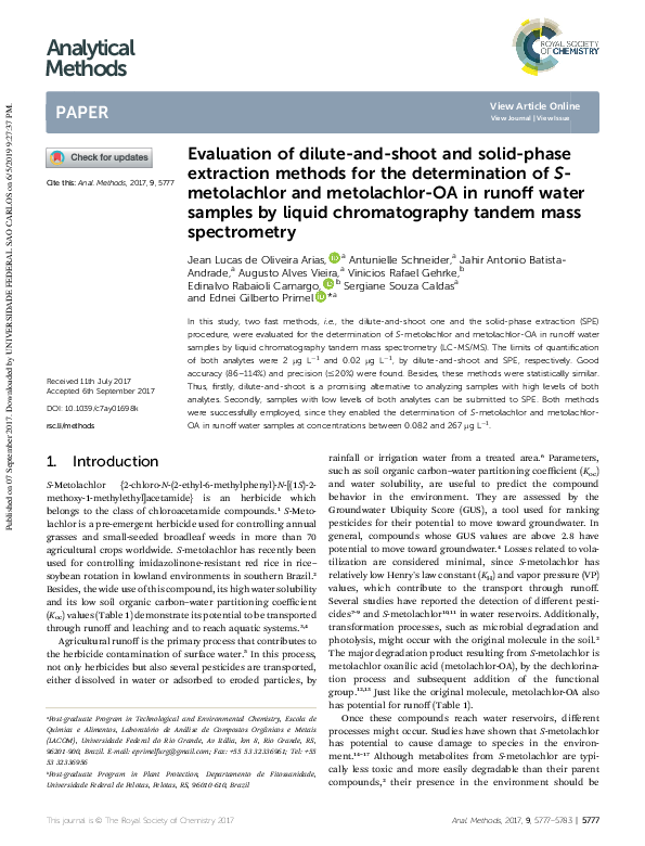 (PDF) Evaluation of dilute-and-shoot and solid-phase extraction methods ...