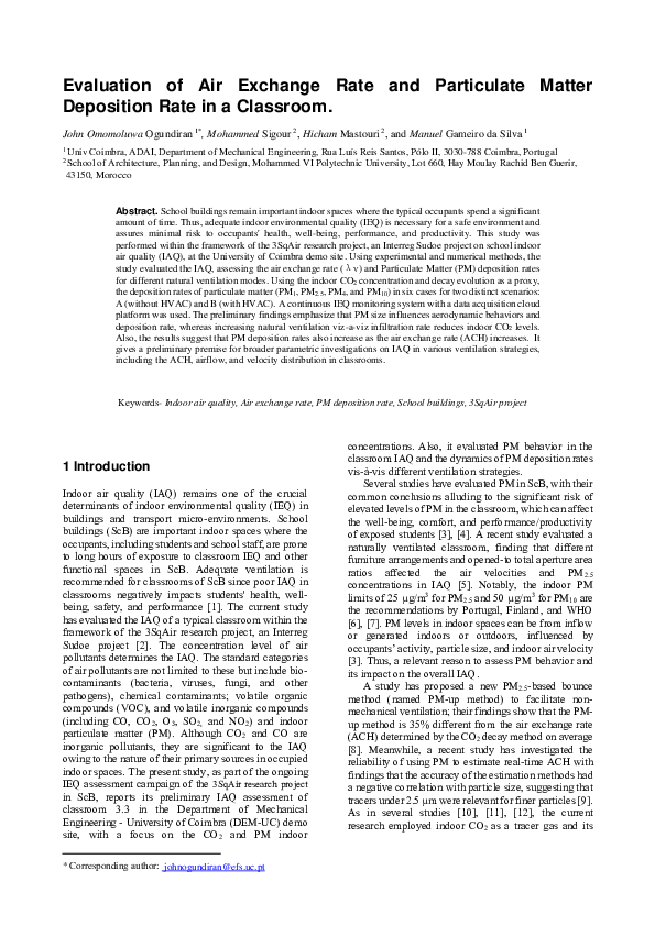 (PDF) Evaluation of Air Exchange Rate and Particulate Matter Deposition ...