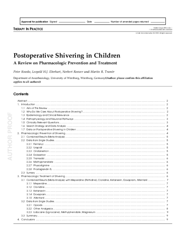 (PDF) Postoperative Shivering in Children