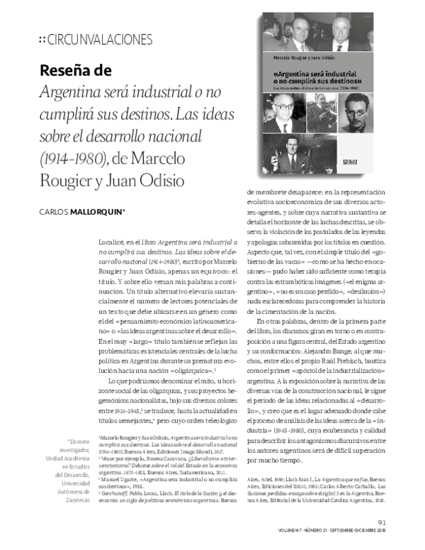 (PDF) Reseña de Argentina será industrial o no cumplirá sus destinos ...