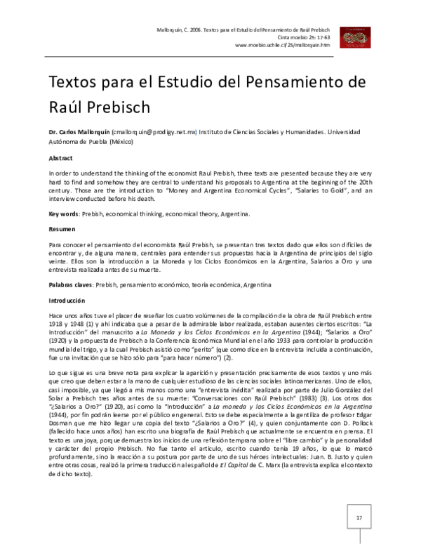 (PDF) Textos para el Estudio del Pensamiento de Raúl Prebisch