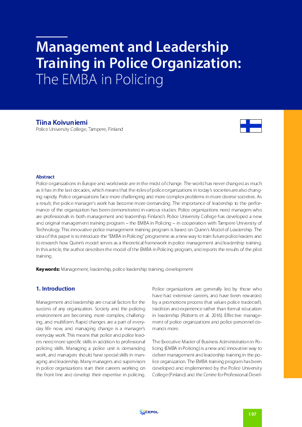 (PDF) Management and Leadership Training in Police Organization