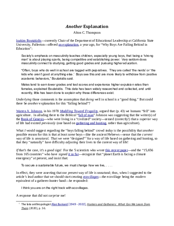 (PDF) Another Explanation | Alton C. Thompson - Academia.edu