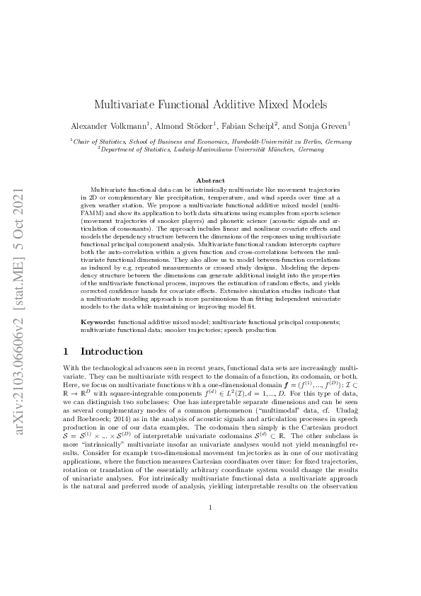(PDF) Multivariate Functional Additive Mixed Models
